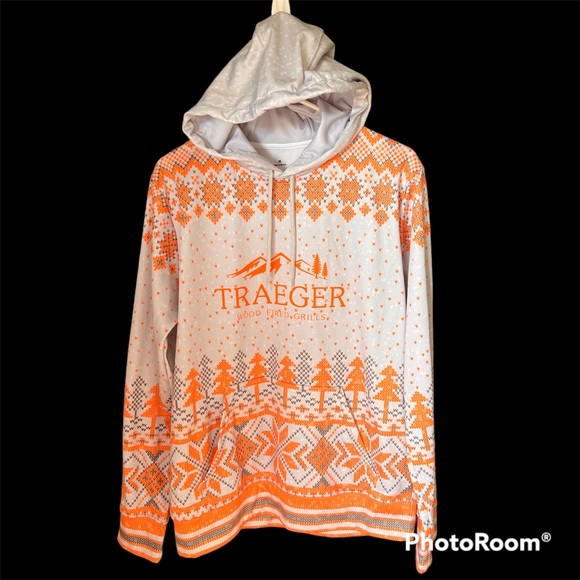 traeger | Sweaters | Traeger Sweatshirt Hoodie Unisex Sm Orange Gray ...
